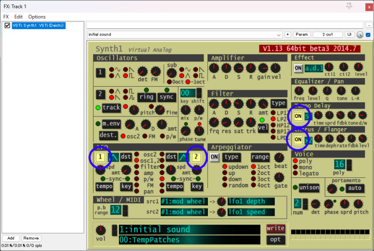 初心セサイザー | Synth1で音作り編② 無料ソフトシンセSynth1の使い方-音を初期化する – ミライスタジオ奏